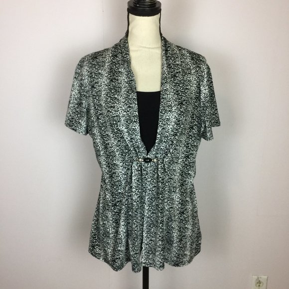 Notations | Tops | Notations Blouse Top Sz L Womans Black White Layered ...